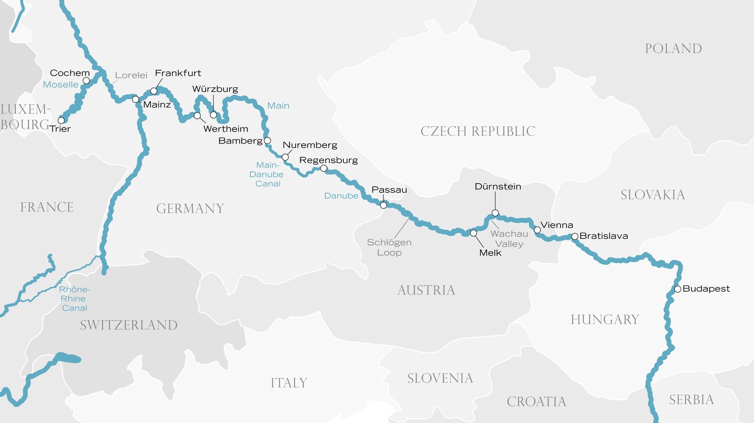 All of our Riverside Routes | Riverside Luxury Cruises